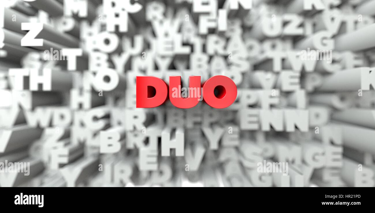 DUO - Red text on typography background - 3D rendered royalty free ...