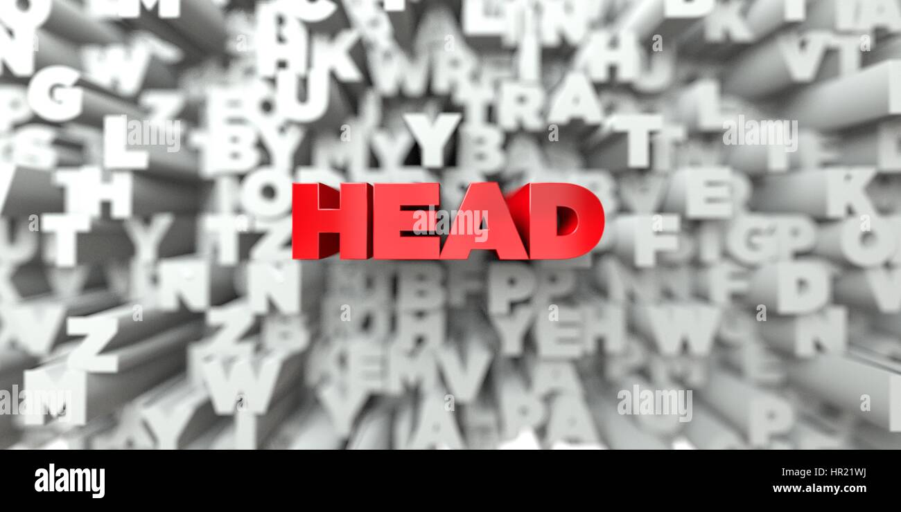 HEAD - Red text on typography background - 3D rendered royalty free ...