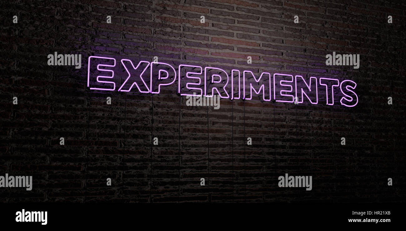 EXPERIMENTS -Realistic Neon Sign on Brick Wall background - 3D rendered ...