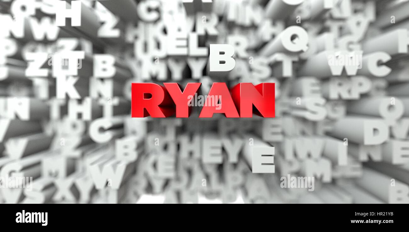 RYAN - Red text on typography background - 3D rendered royalty free ...