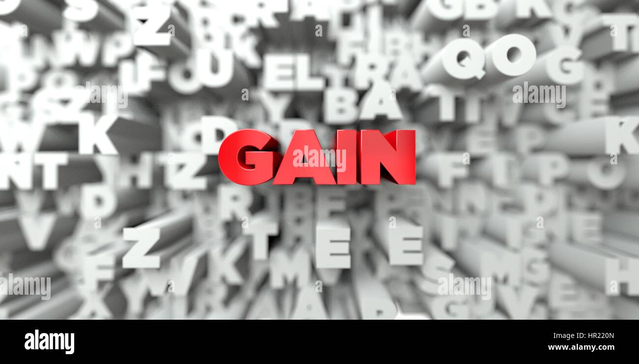 GAIN - Red text on typography background - 3D rendered royalty free ...