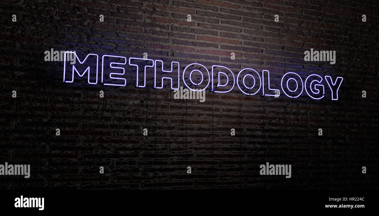 METHODOLOGY -Realistic Neon Sign on Brick Wall background - 3D rendered ...