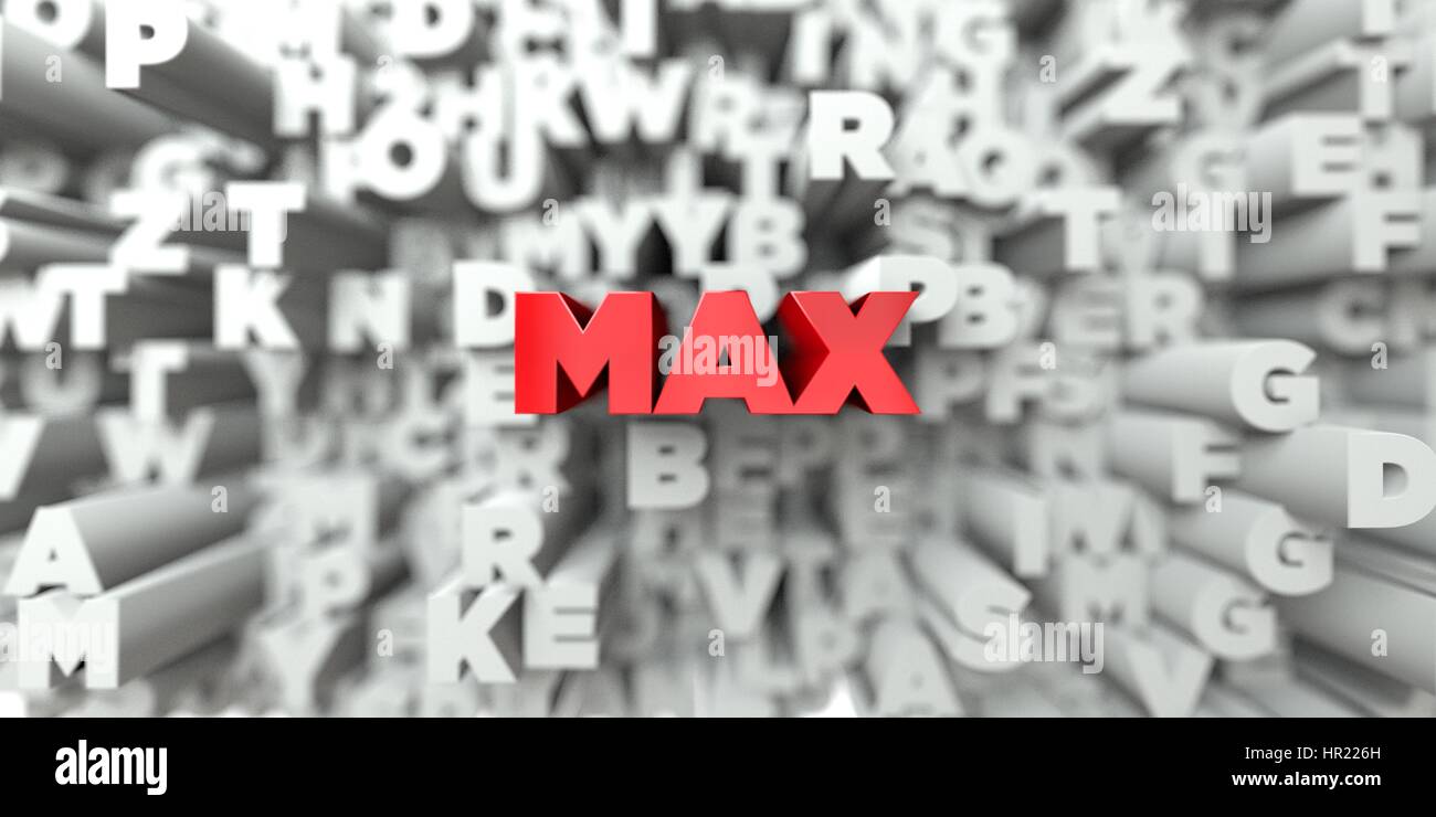 MAX - Red text on typography background - 3D rendered royalty free ...