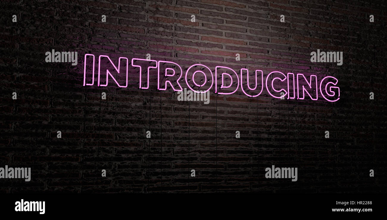 INTRODUCING -Realistic Neon Sign on Brick Wall background - 3D rendered ...