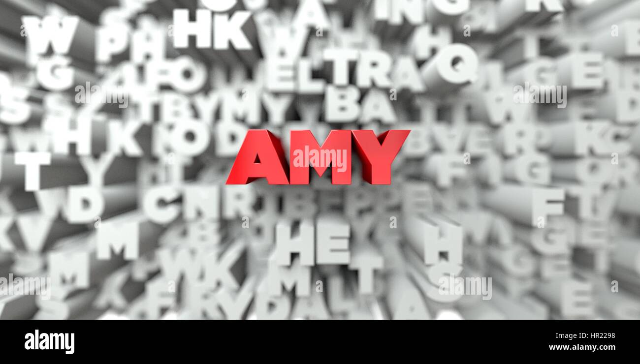 AMY - Red text on typography background - 3D rendered royalty free ...
