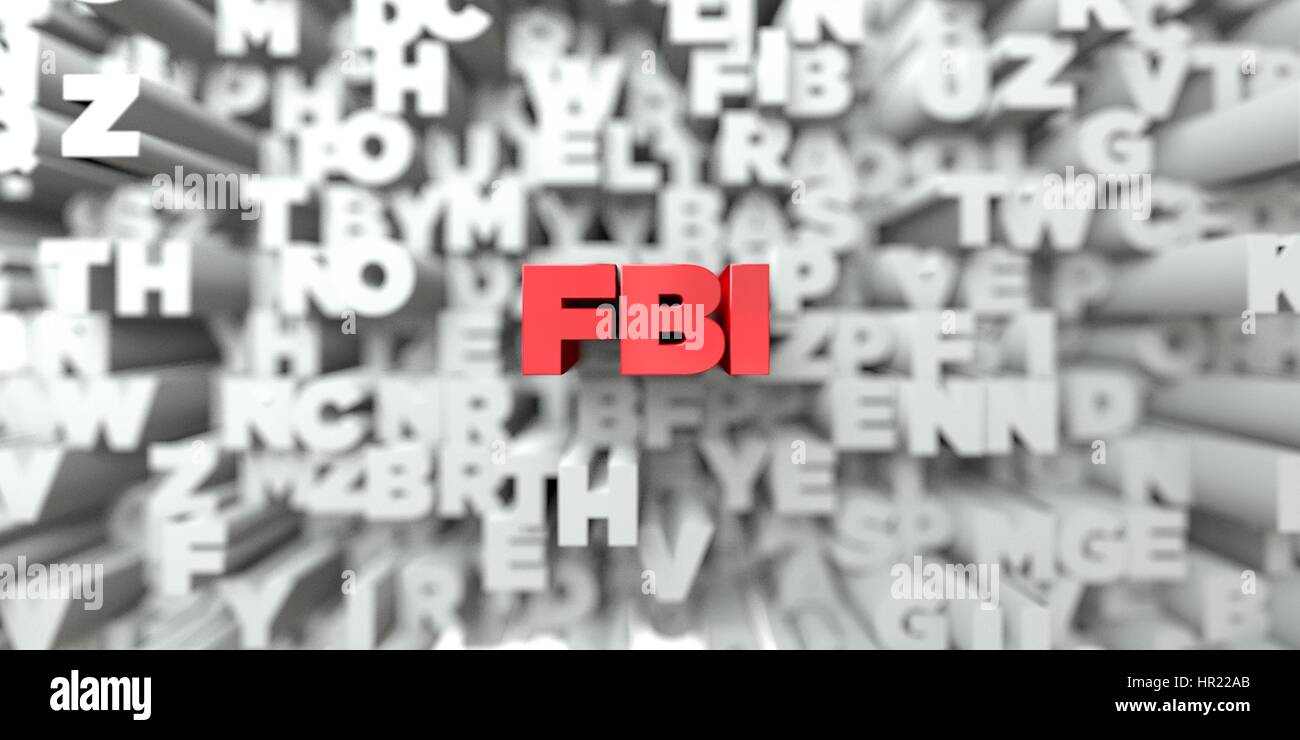 FBI - Red text on typography background - 3D rendered royalty free ...