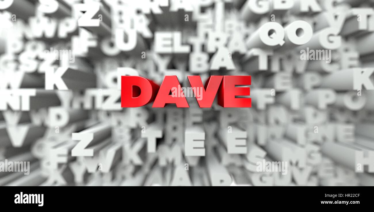 DAVE - Red text on typography background - 3D rendered royalty free ...