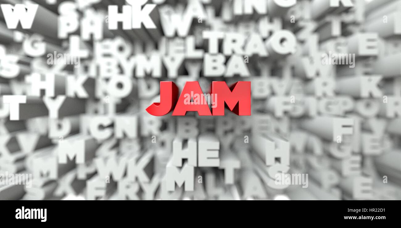 JAM - Red text on typography background - 3D rendered royalty free ...