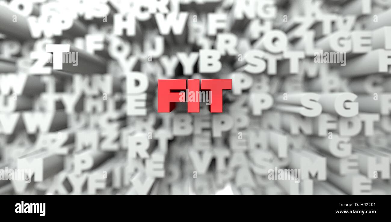 FIT - Red text on typography background - 3D rendered royalty free ...