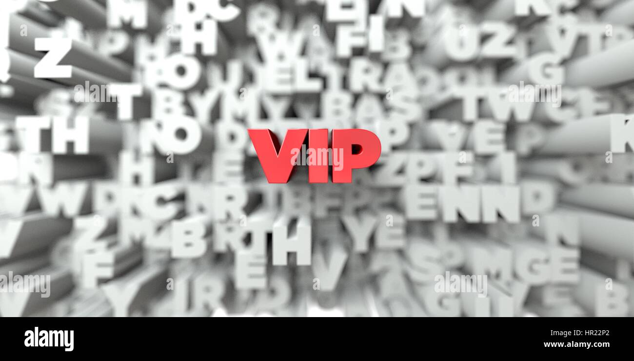 VIP - Red text on typography background - 3D rendered royalty free ...