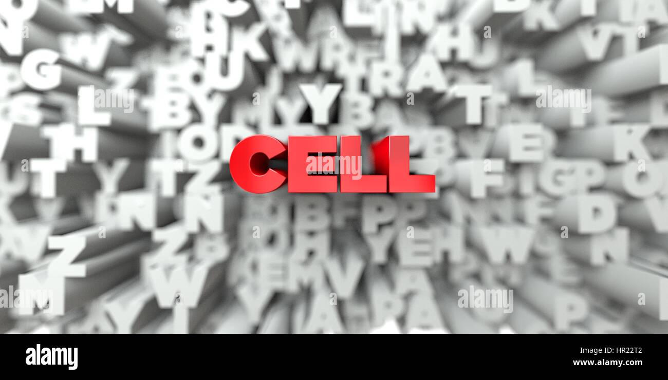 CELL - Red text on typography background - 3D rendered royalty free ...