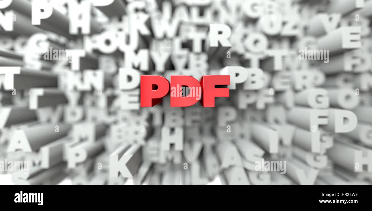 PDF - Red text on typography background - 3D rendered royalty free ...