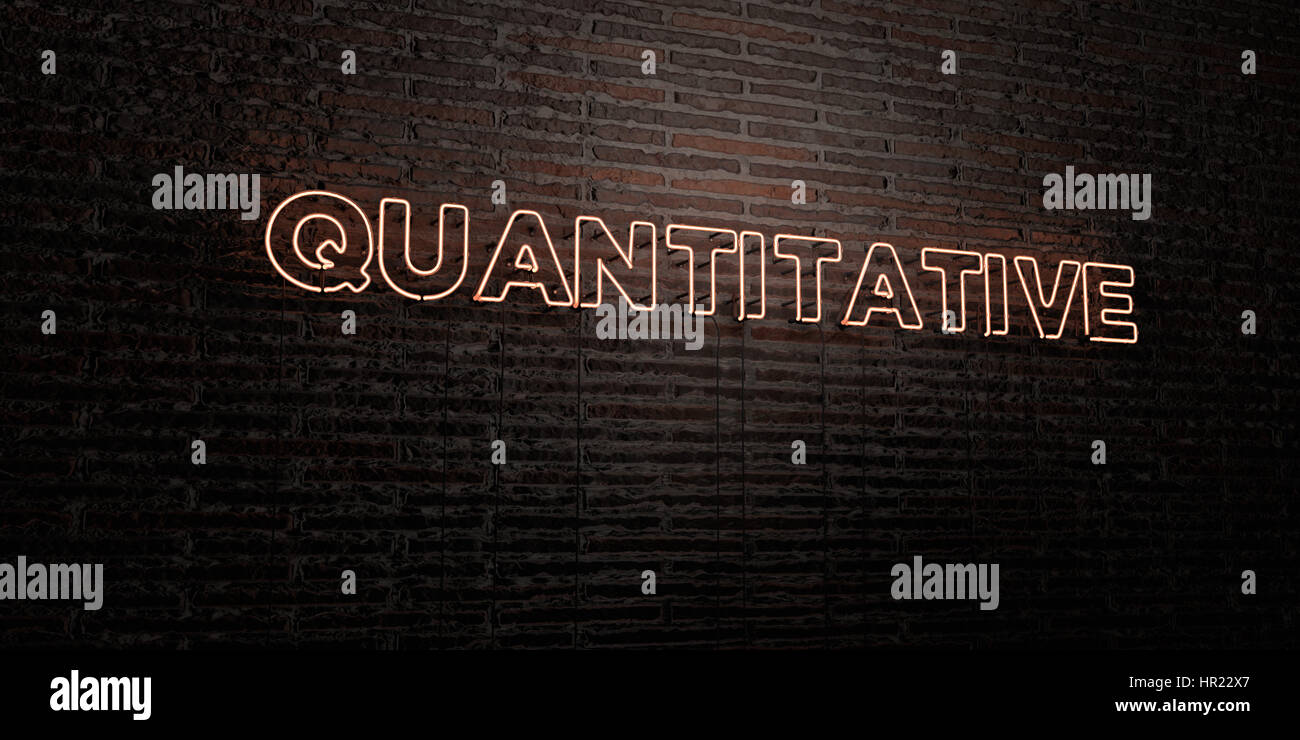 QUANTITATIVE -Realistic Neon Sign on Brick Wall background - 3D ...