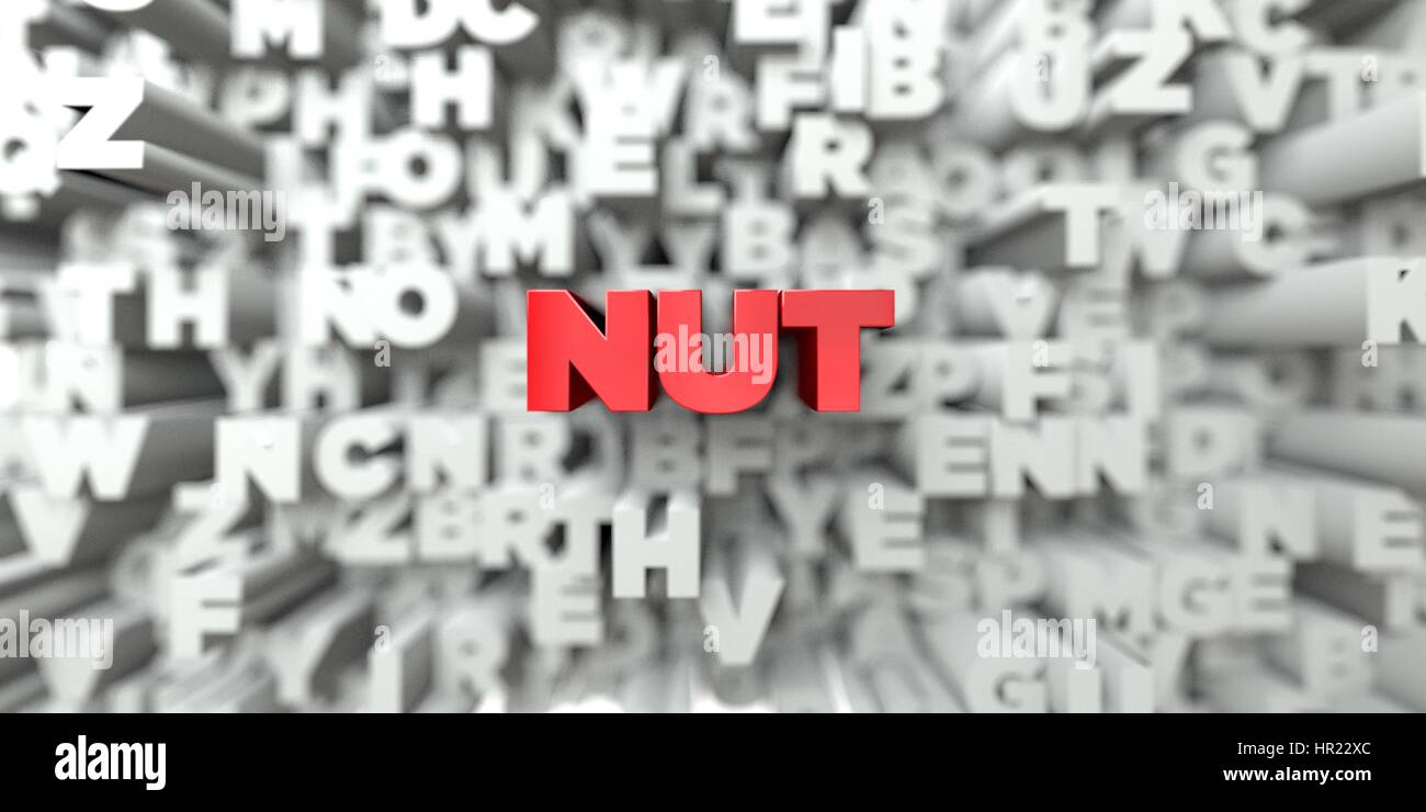 NUT - Red text on typography background - 3D rendered royalty free ...