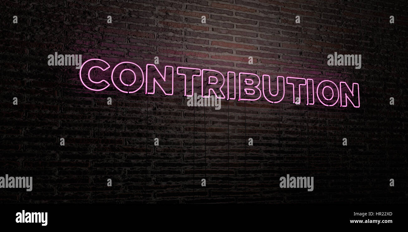 CONTRIBUTION -Realistic Neon Sign on Brick Wall background - 3D ...