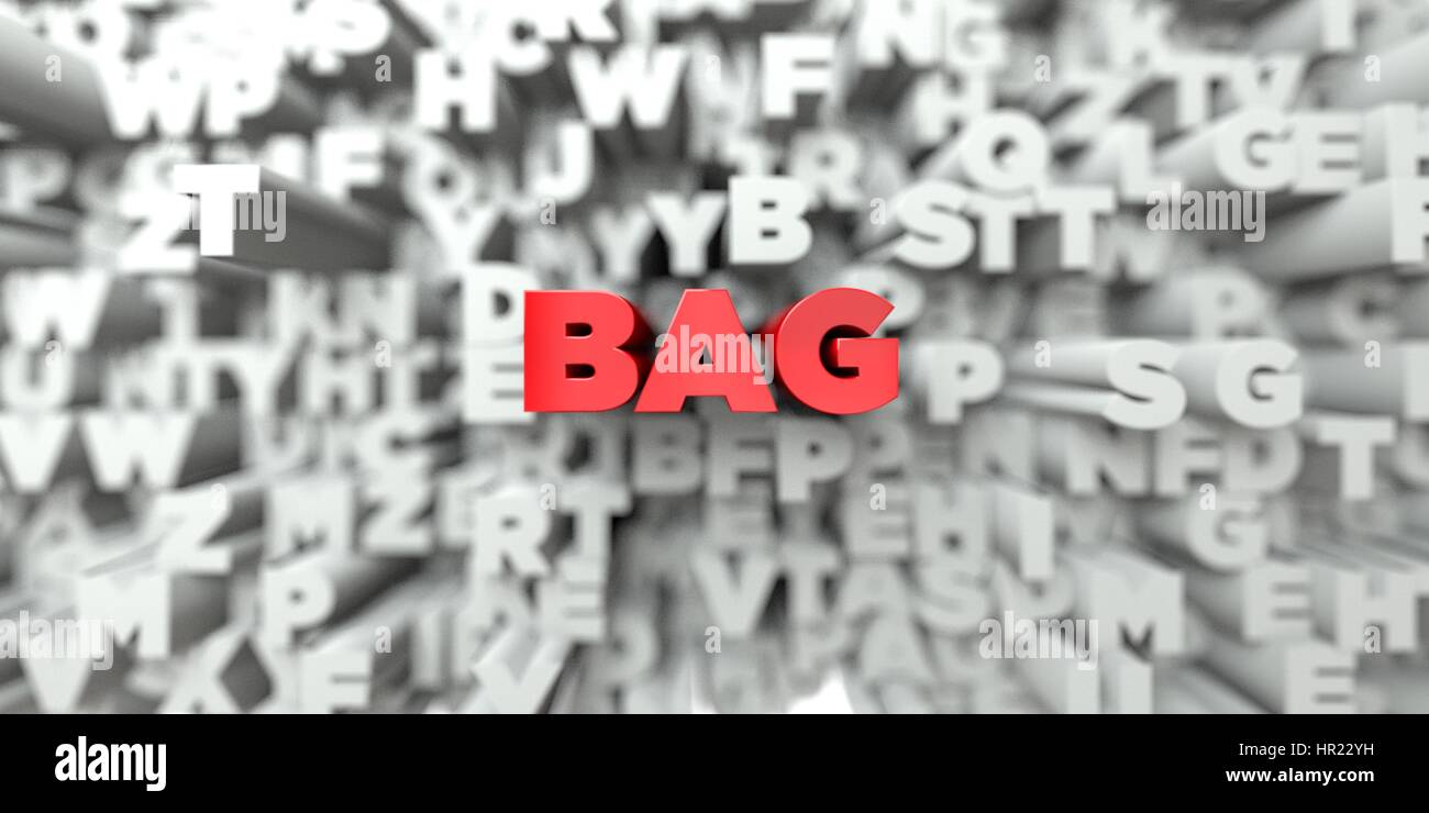 BAG - Red text on typography background - 3D rendered royalty free ...