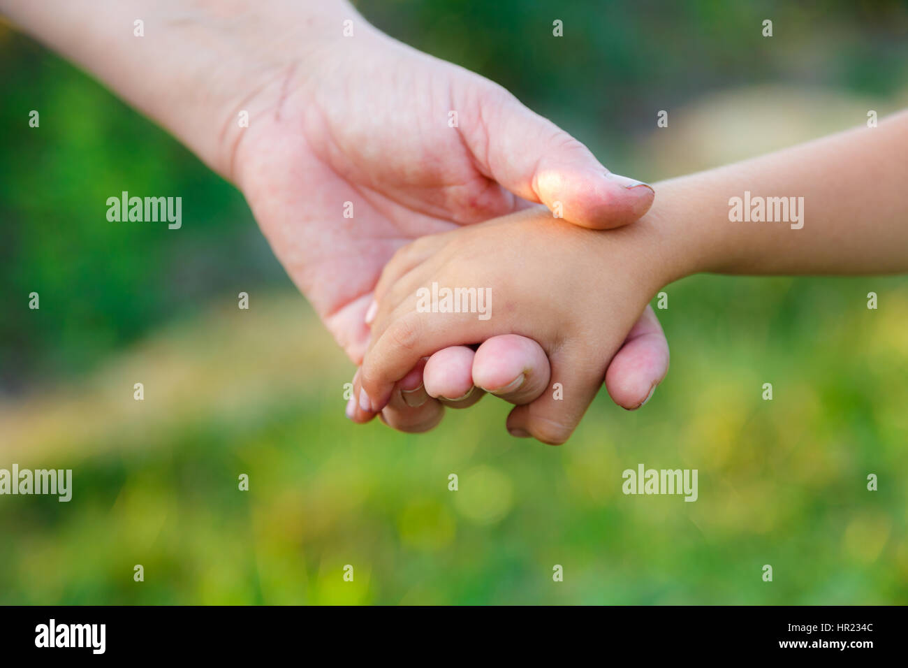 Hand in hand composition on nature background Stock Photo - Alamy