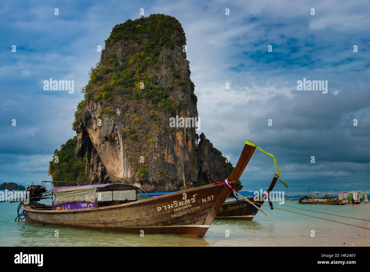 Ko Rang Nok island rock from Phra Nang beach in Krabi, Thailand Stock ...