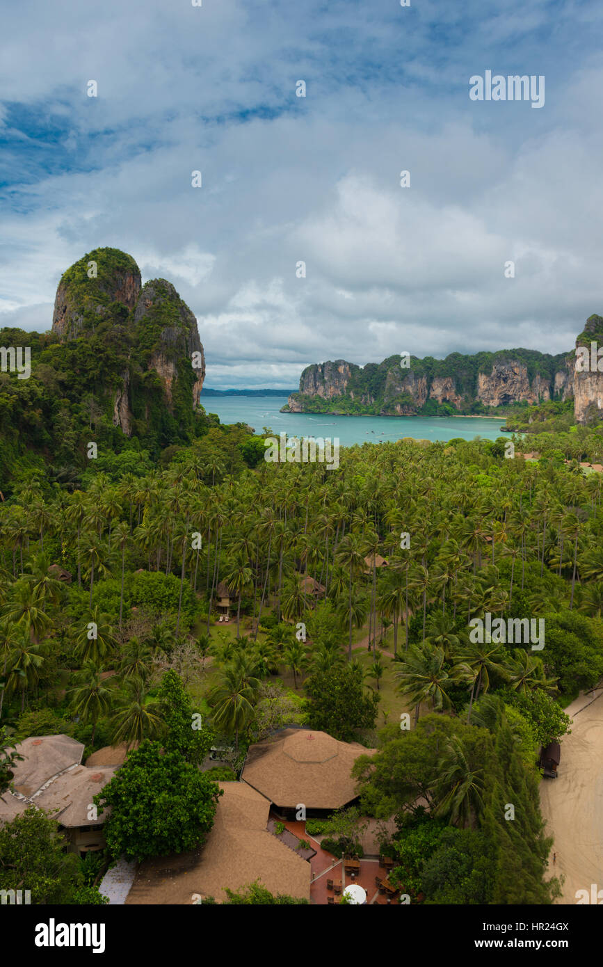 Krabi aerial view from the height of a viewpoint on a limestone cliff ...