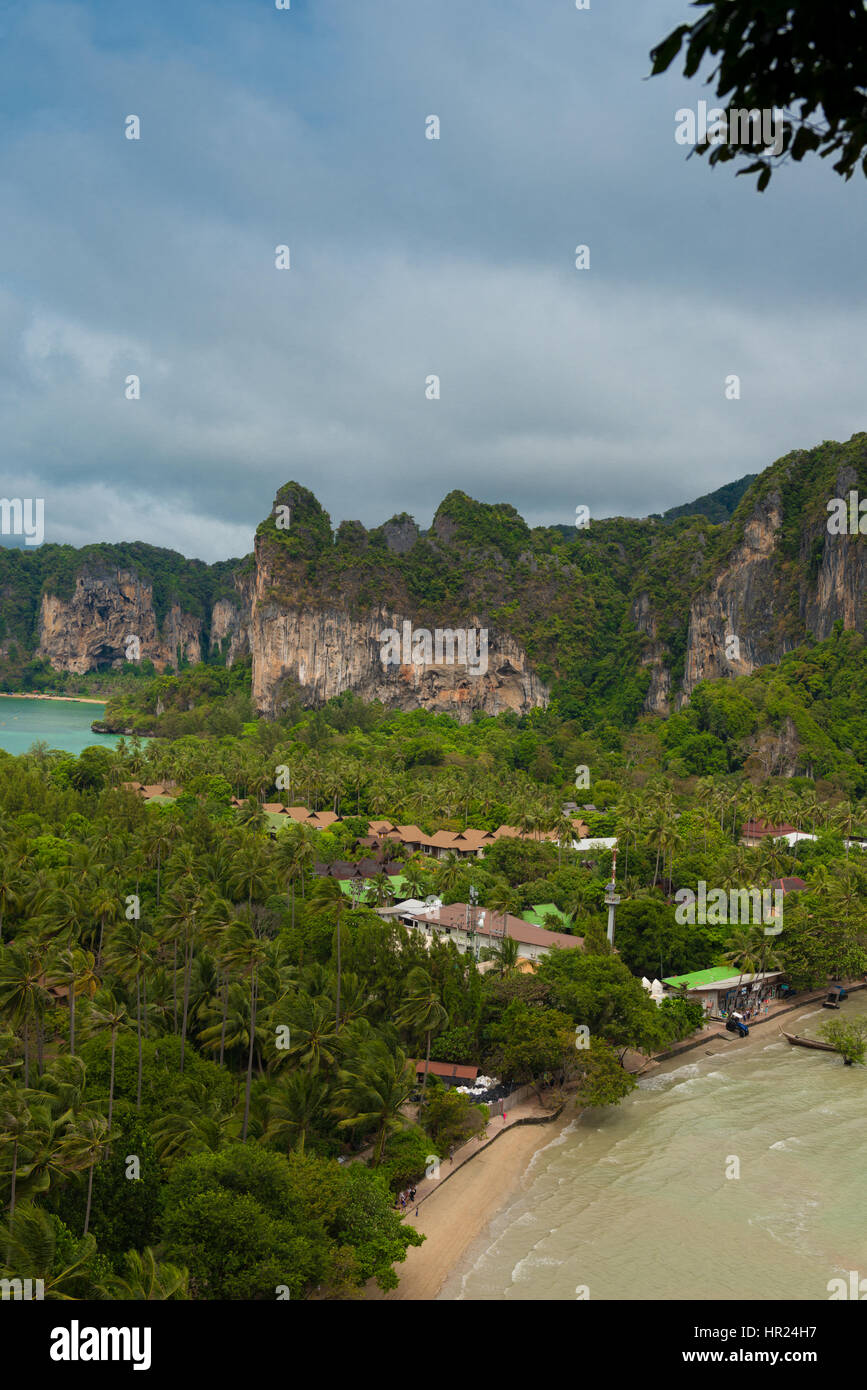 Krabi aerial view from the height of a viewpoint on a limestone cliff ...