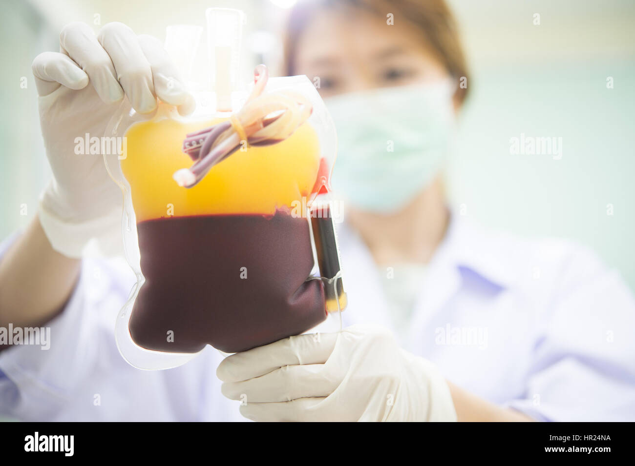 Bag of Blood in hand asian woman Doctor Stock Photo - Alamy