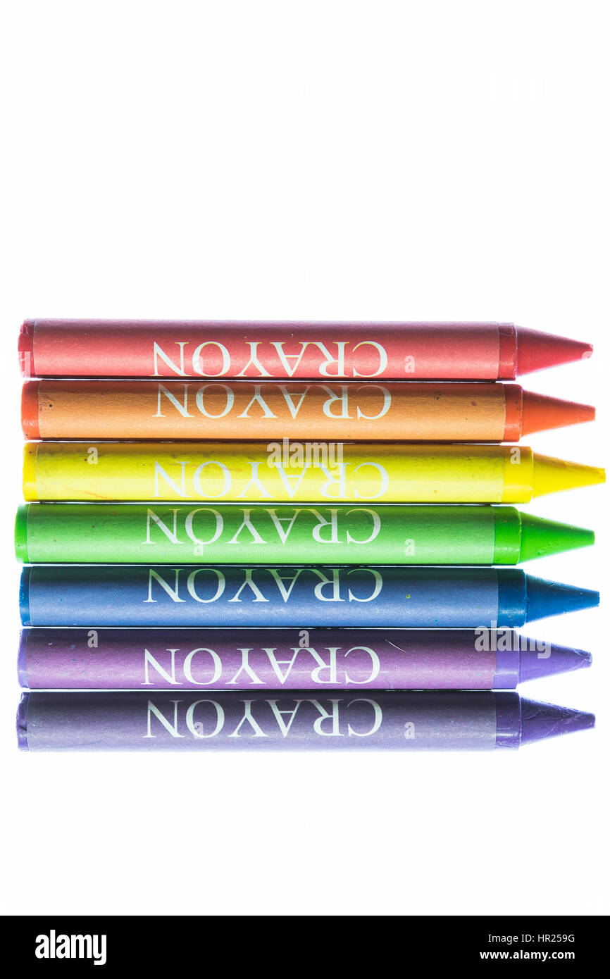 A rainbow of children's crayons Stock Photo - Alamy