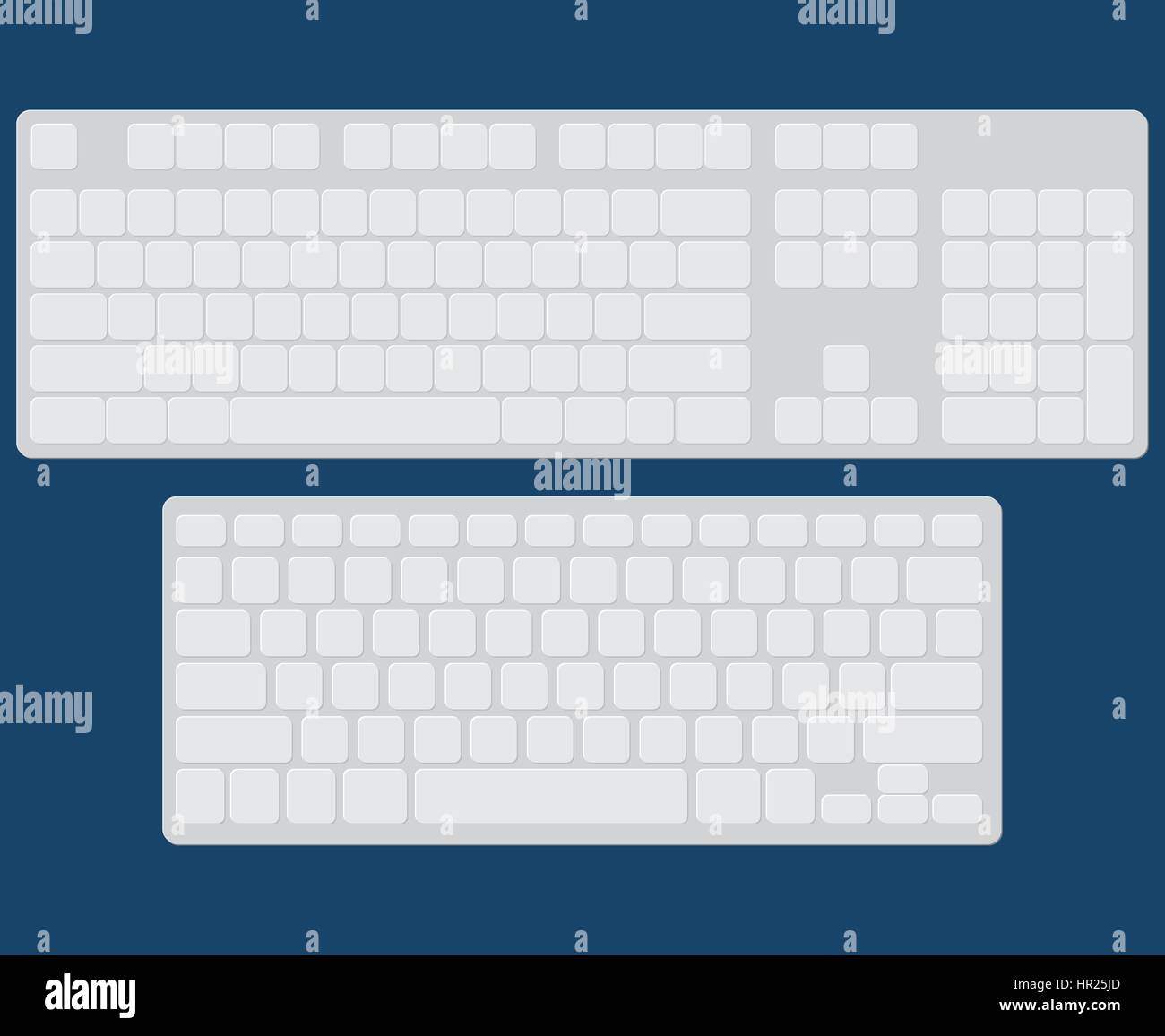 Set of two flat isolated keyboards, vector realistic illustration Stock ...