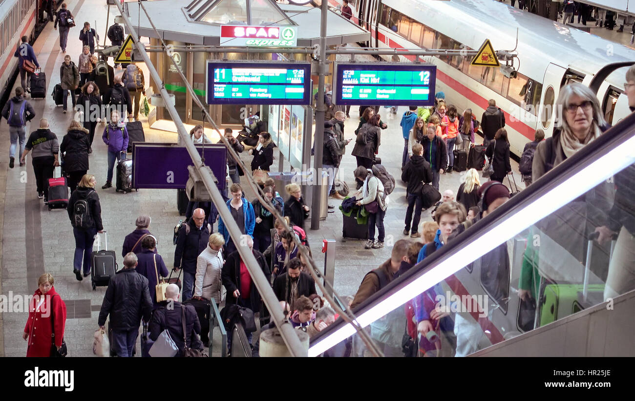 Berlin, Germany - October, 9, 2016: People crowd on railway station ...