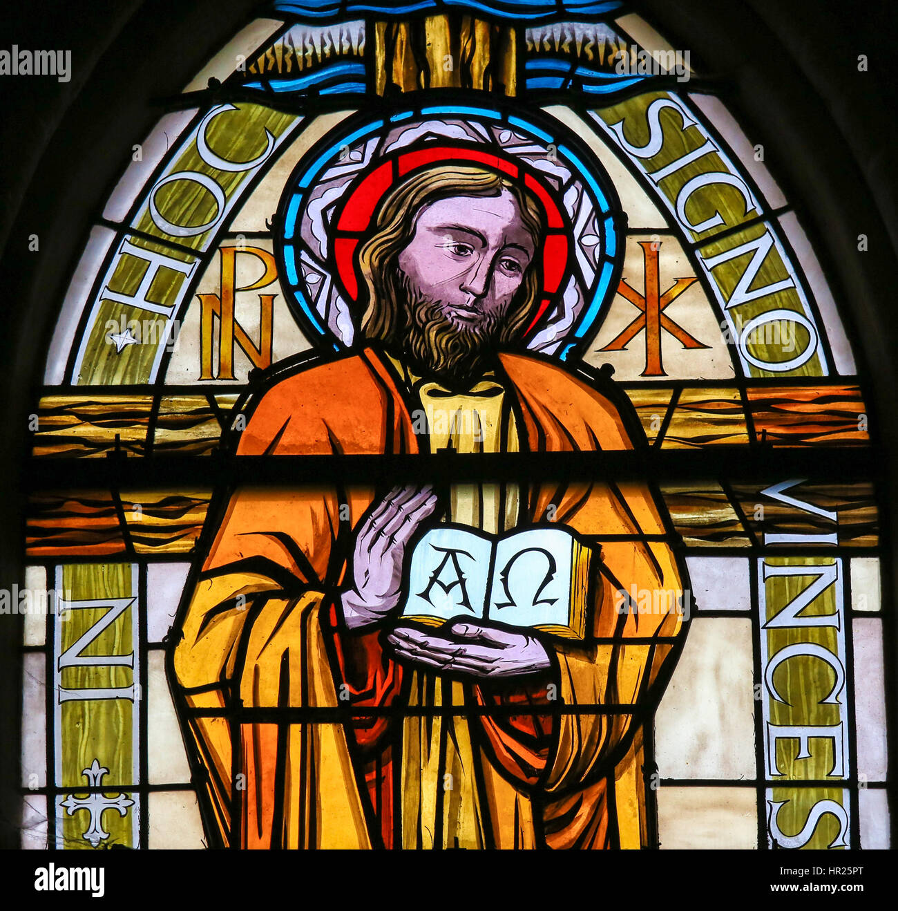 Alpha omega stained glass hi-res stock photography and images - Alamy