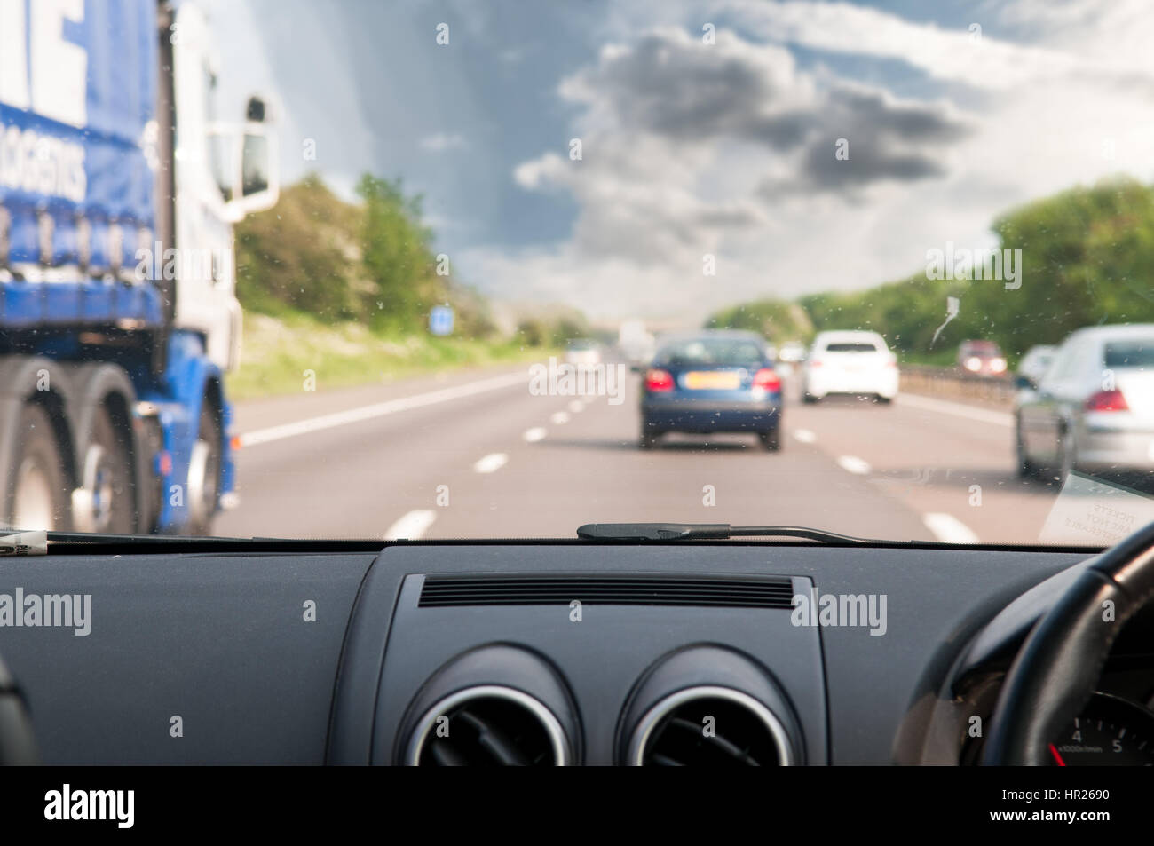 driving on the road, view from a car Stock Photo - Alamy