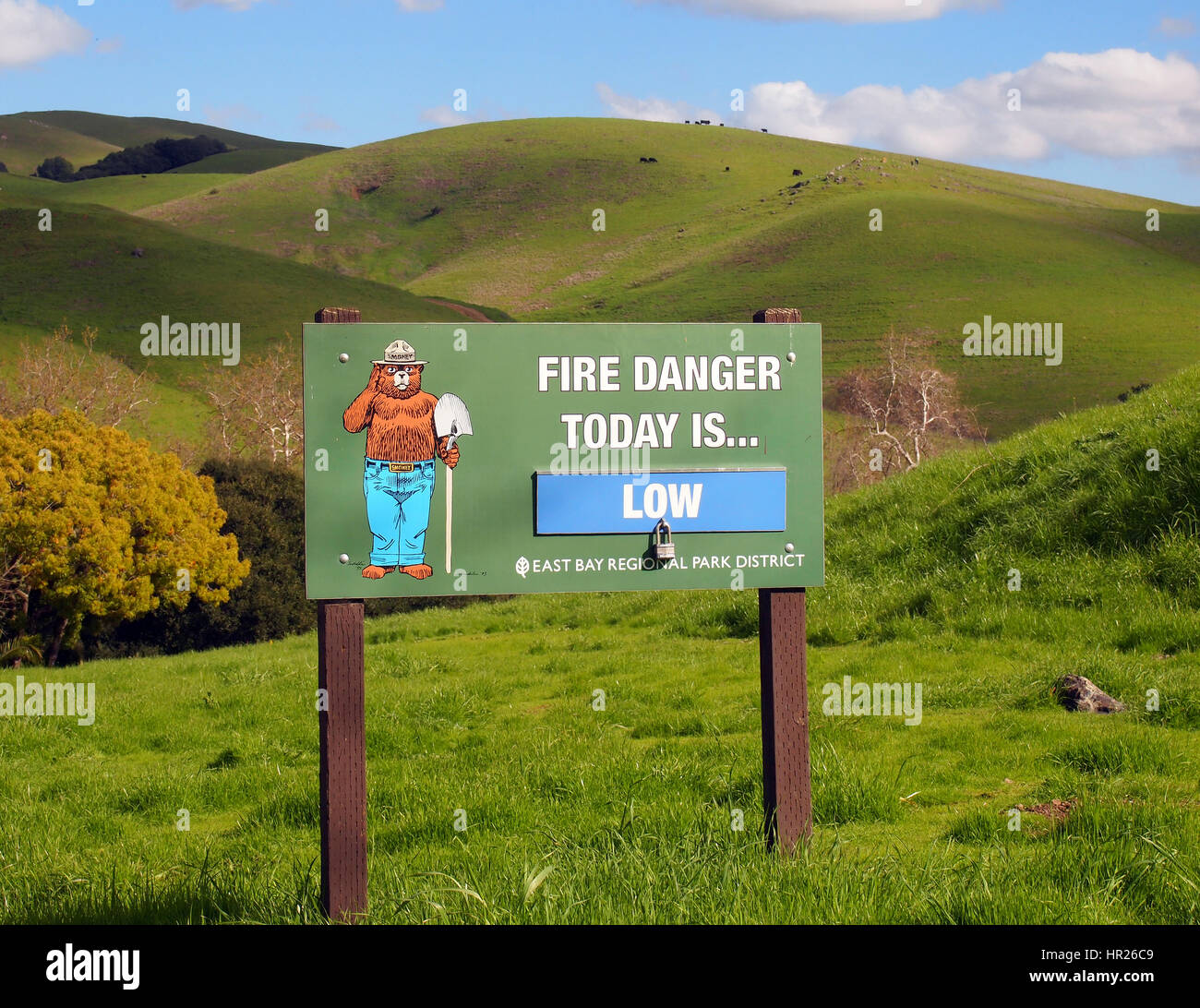 low fire danger sign, Garin Regional Park, Hayward, California, USA ...