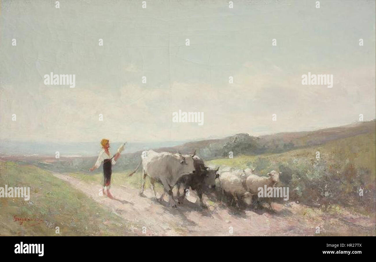 Nicolae Grigorescu - Tarancuta cu fuior pe cale Stock Photo - Alamy