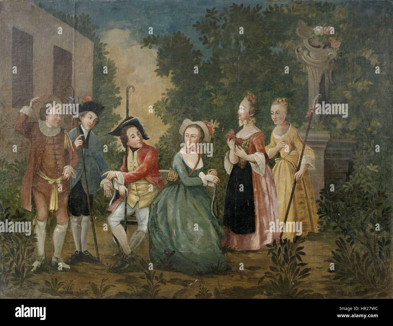 'Park Elegante Gesellschaft im Park' is a 17th-century German painting ...