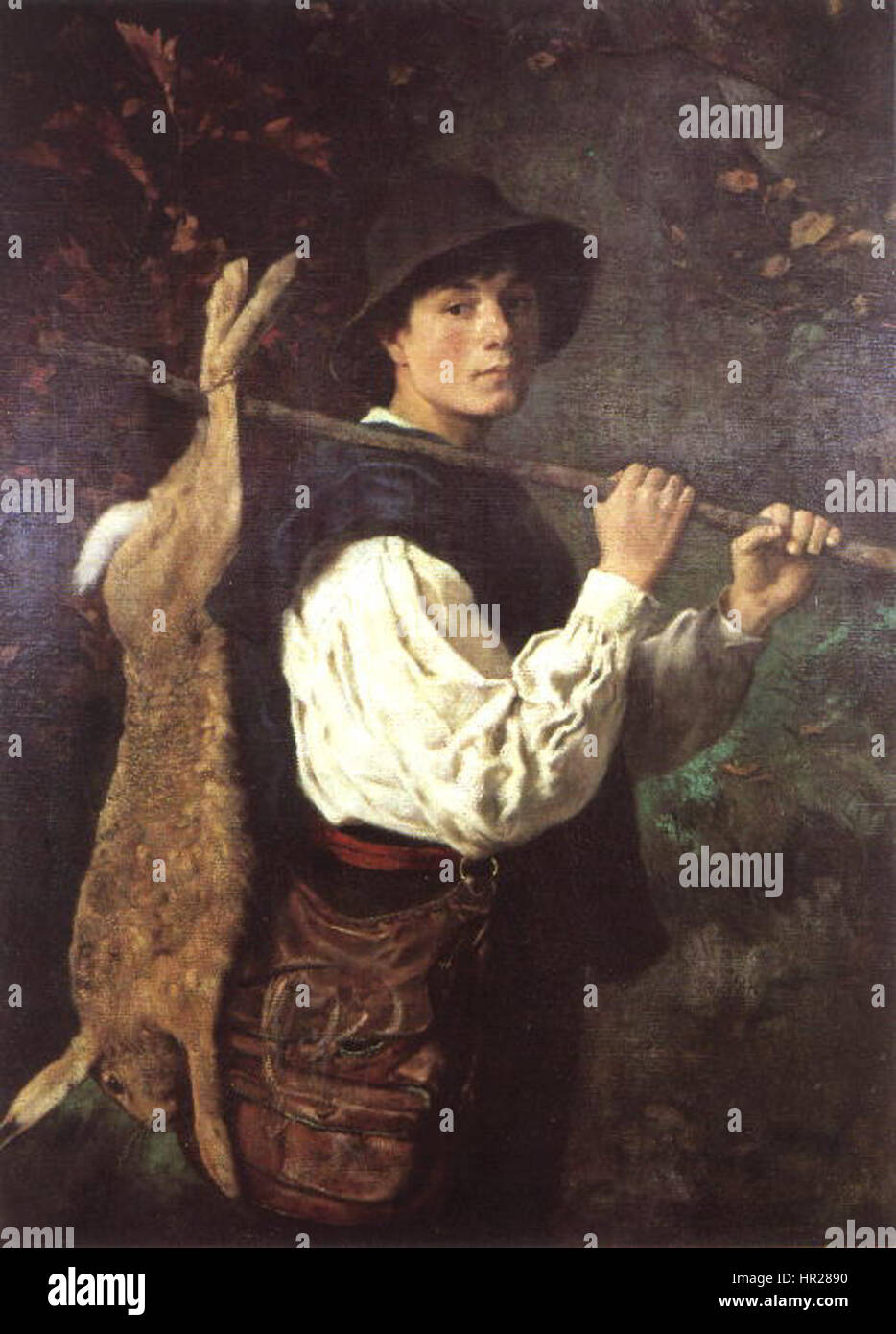 Otto Scholderer’s 'Junge mit Hasen' depicts a young boy holding a ...