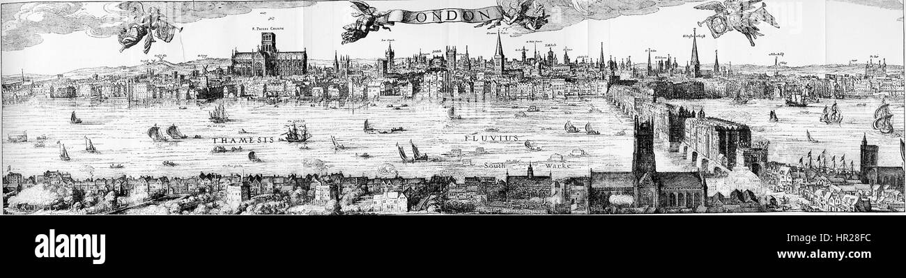 Panorama of London by Claes Van Visscher, 1616 Stock Photo - Alamy