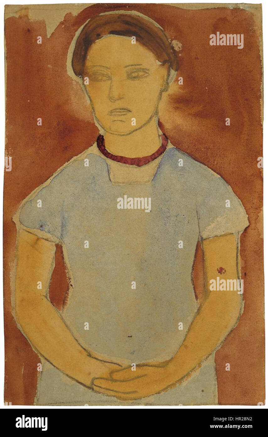 'Studie Lee Hoetger vor Blumengrund' by Paula Modersohn-Becker depicts ...