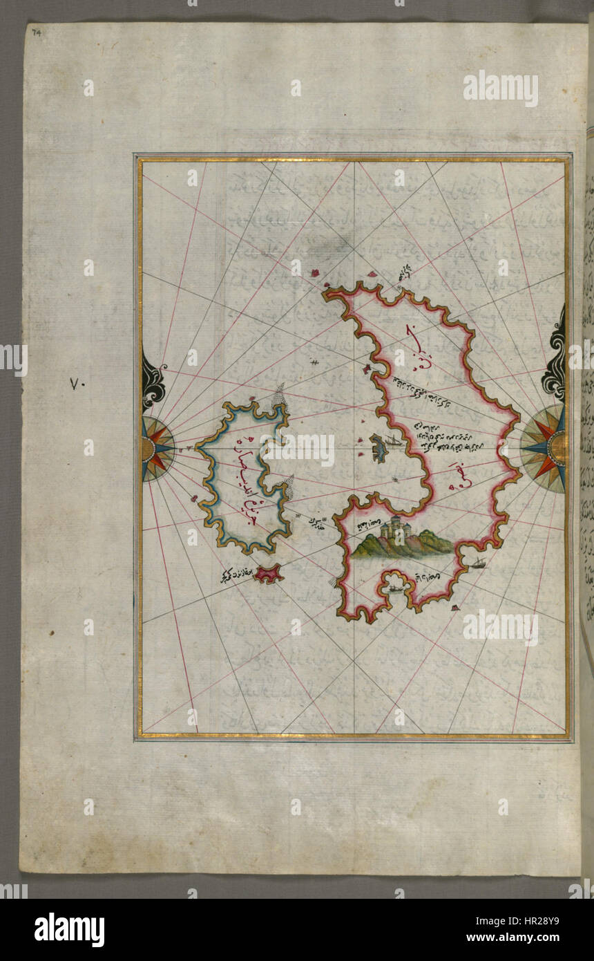 Piri Reis - Map of the the Island of Psara West of Chios - Walters ...