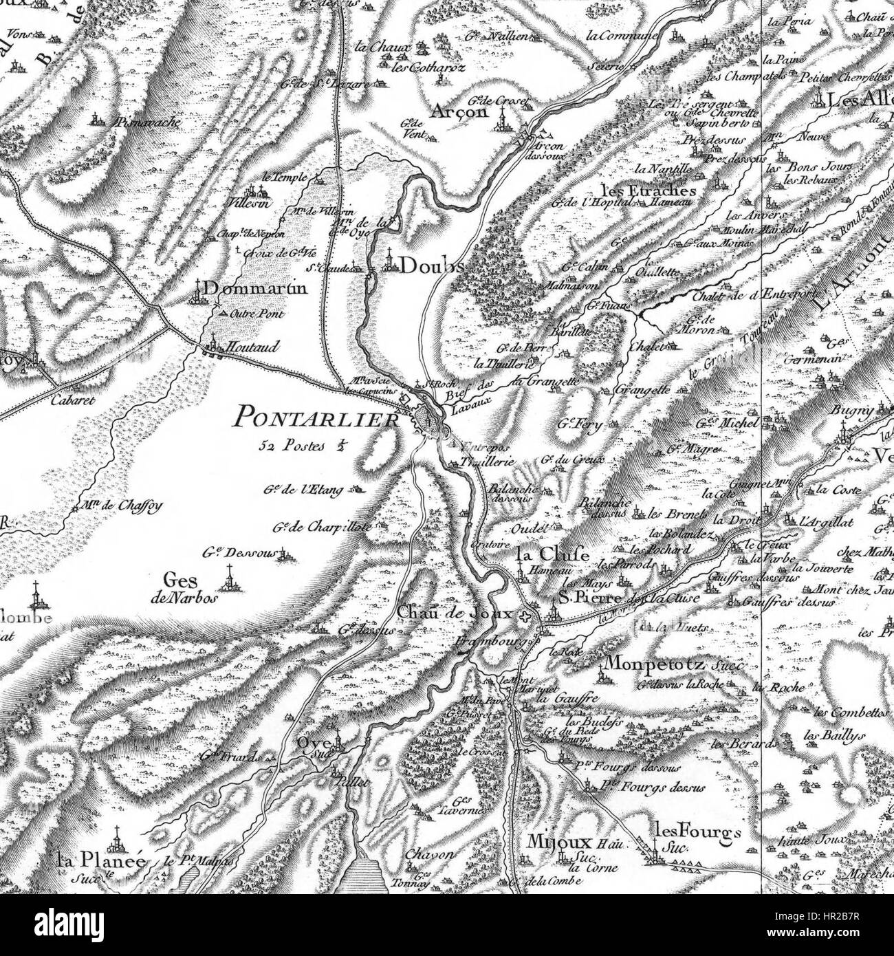 Cassini’s map of Pontarlier provides a detailed geographic ...