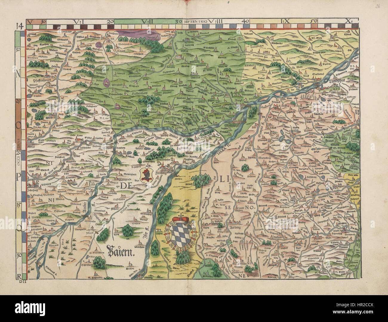 Philipp Apian’s 1568 map of Bavaria, featured in the 'Bairische ...