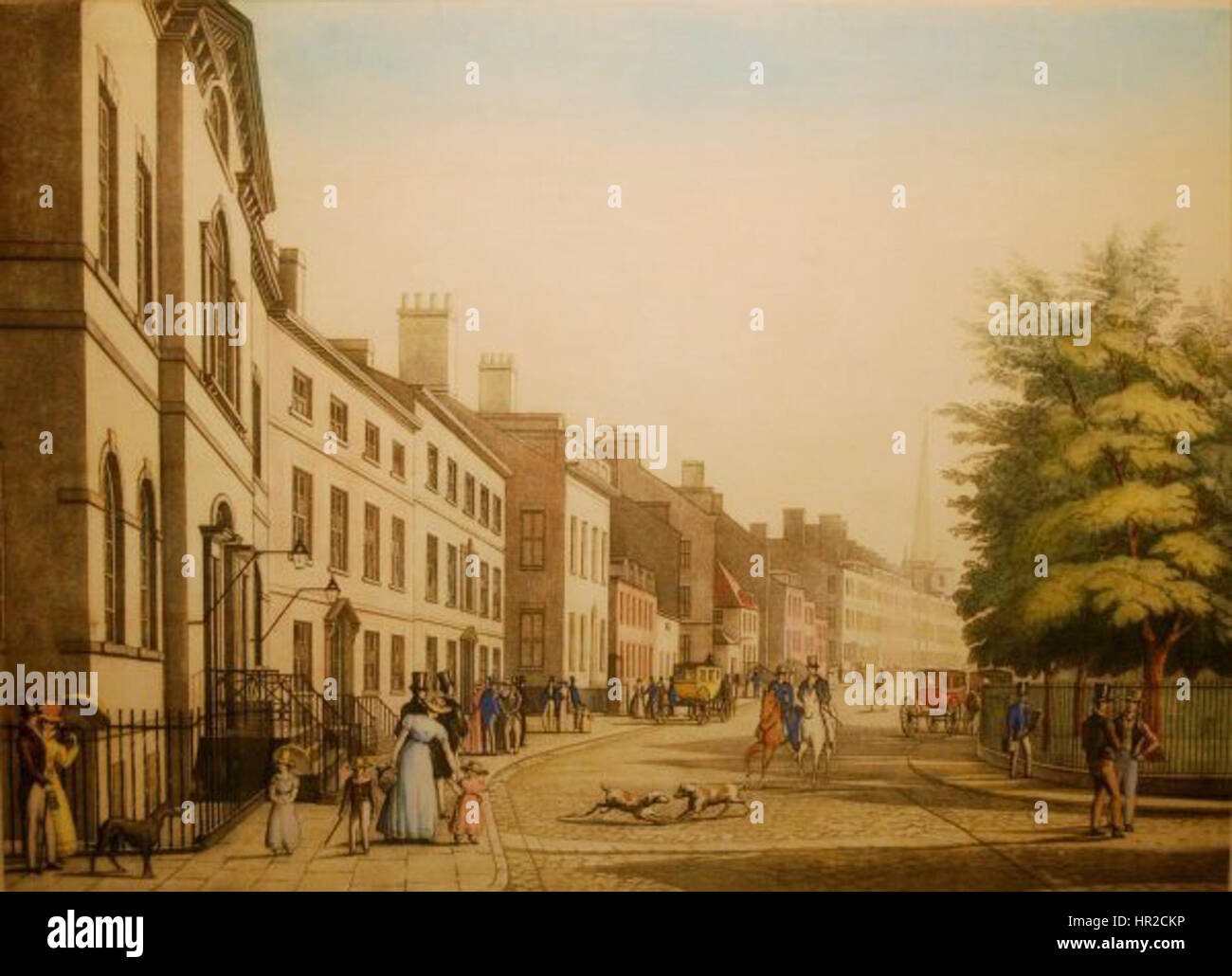 New York Bowling Green print 1826 Stock Photo - Alamy