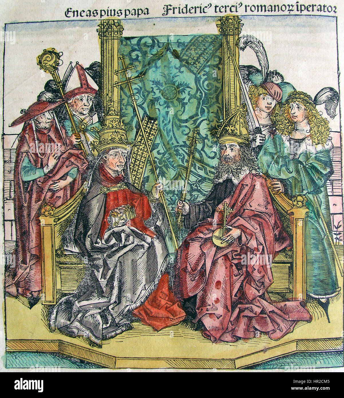 Nuremberg Chronicles - Aeneas, Pope and Frederick 3rd, Emperor ...