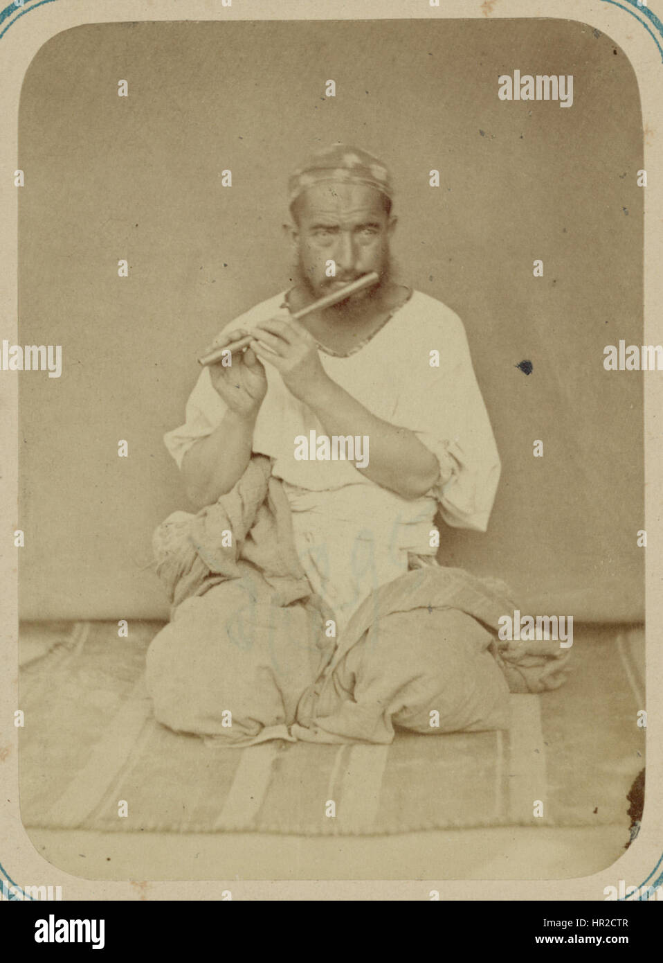 Pastimes of Central Asians. A Musician Playing a Nai, a Flute-like ...