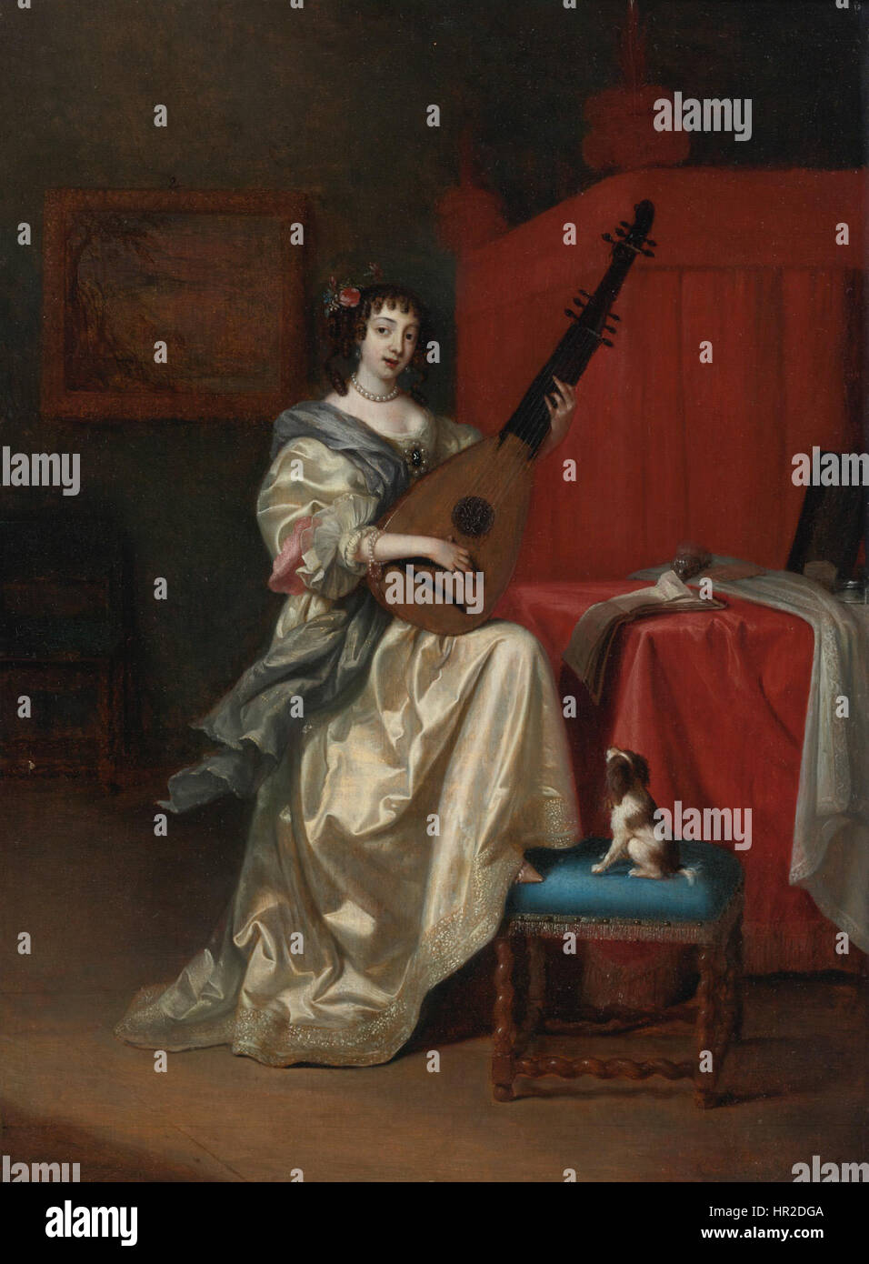 Portrait of a young woman playing the lute Stock Photo - Alamy