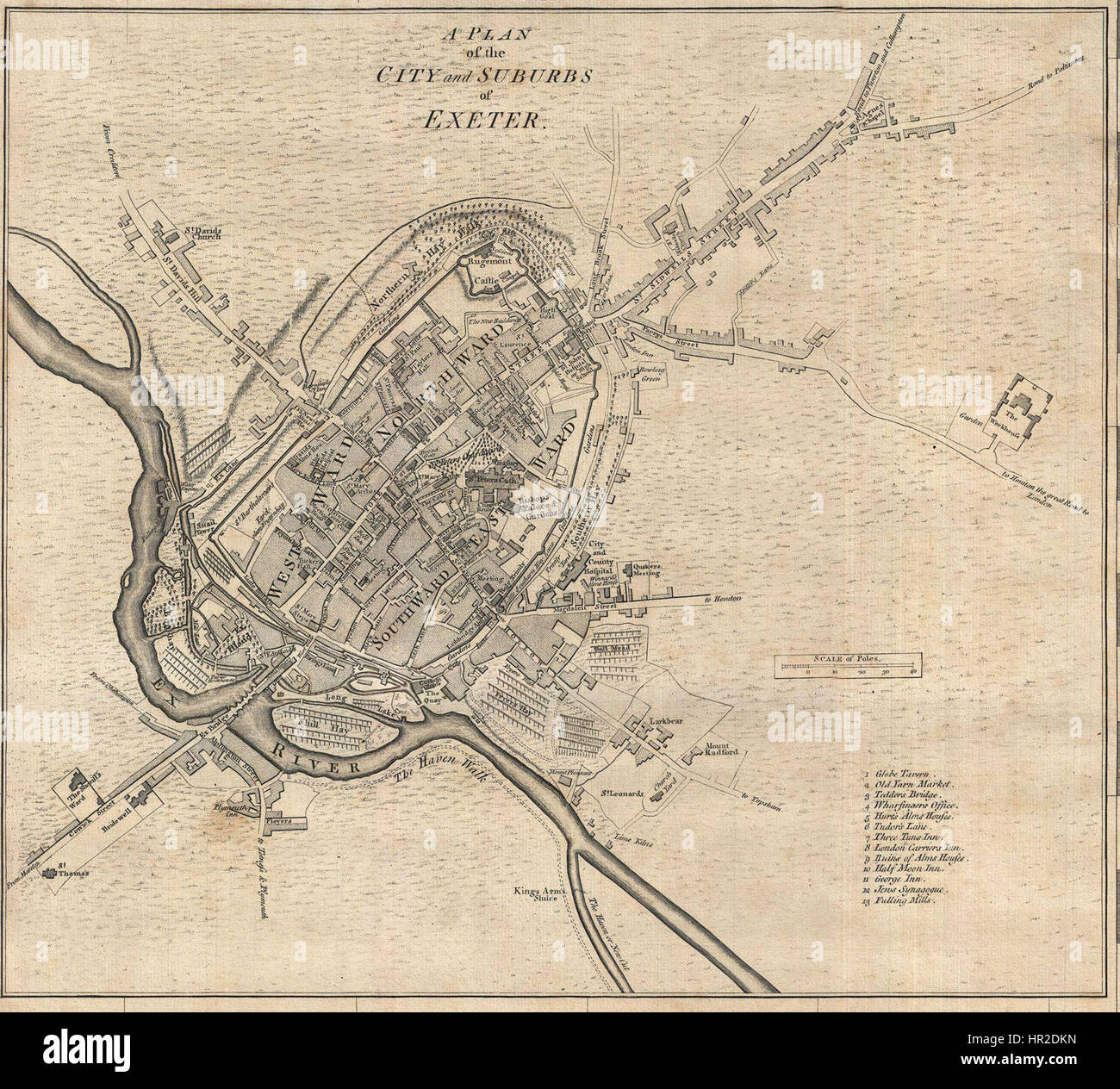Plan of the City and Suburbs of Exeter,1765 Stock Photo - Alamy