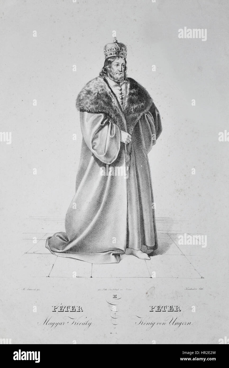 This lithograph of Peter Orseolo, created in the 19th century, depicts ...