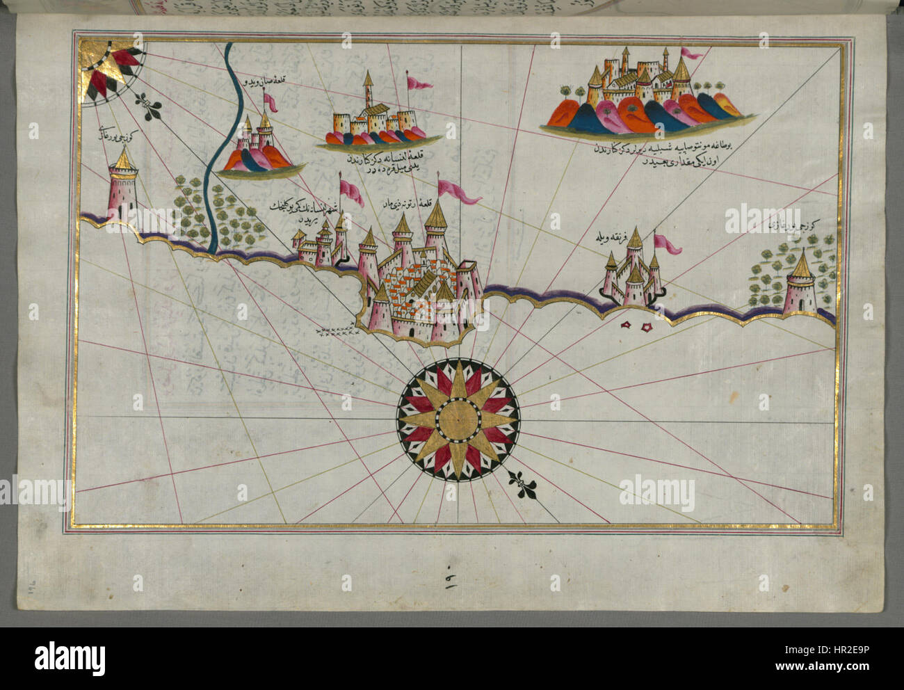 The map of the town of Lanciano by Piri Reis illustrates the detailed ...