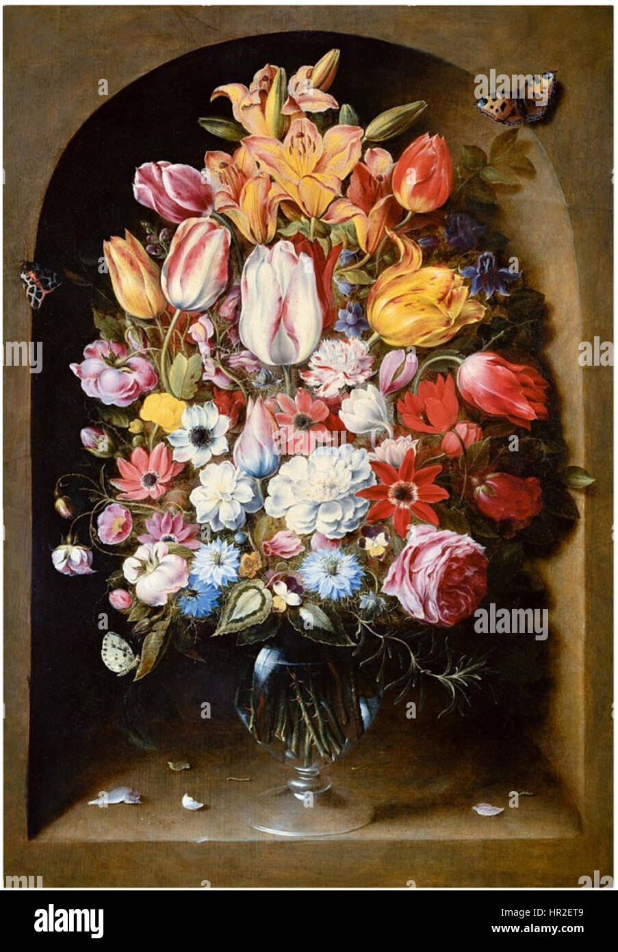 Osias Beert I's 'Bouquet in a Niche' is a still life painting featuring ...