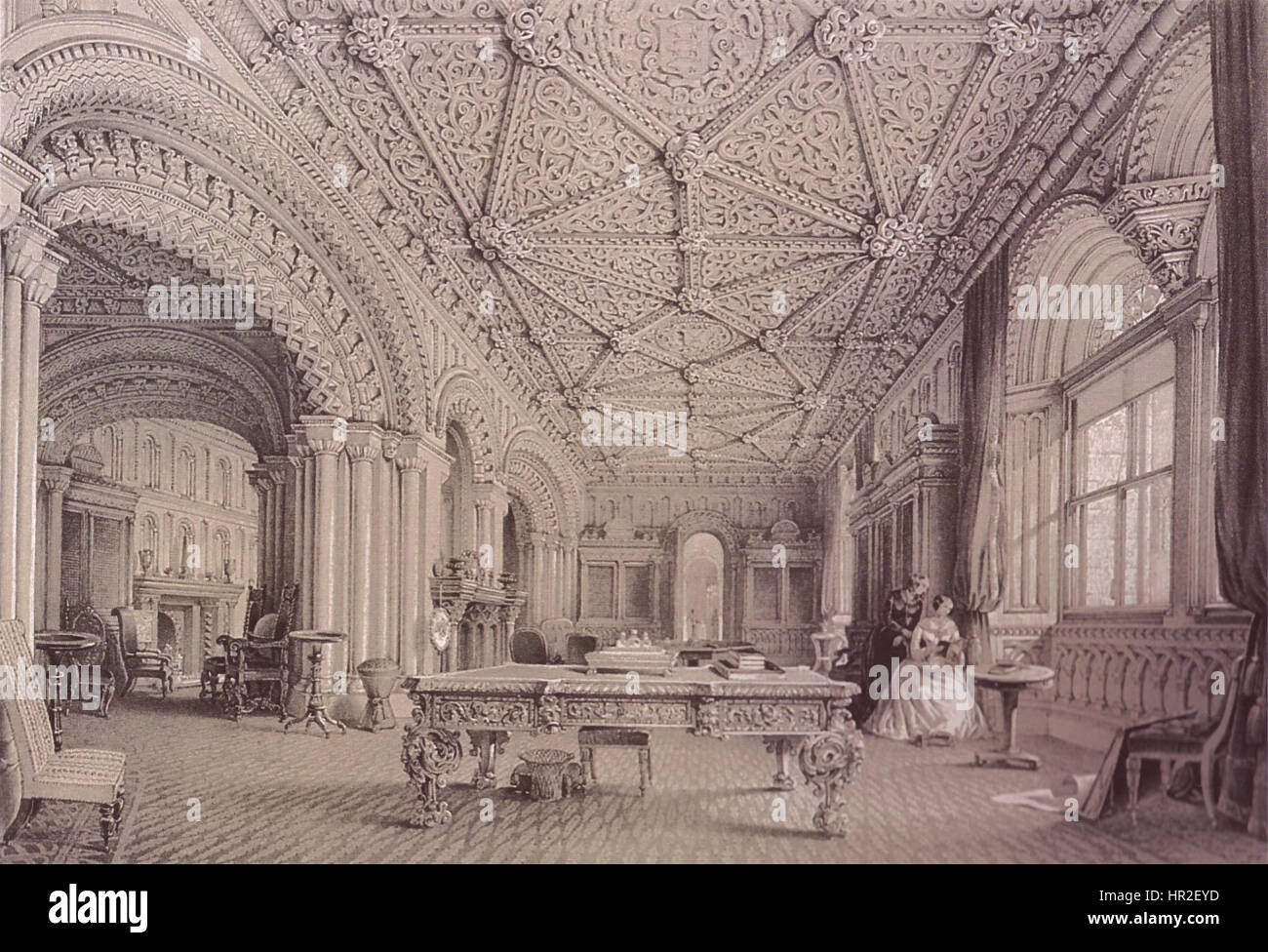 Penrhyn Castle Library Hawkins 1846 Stock Photo - Alamy