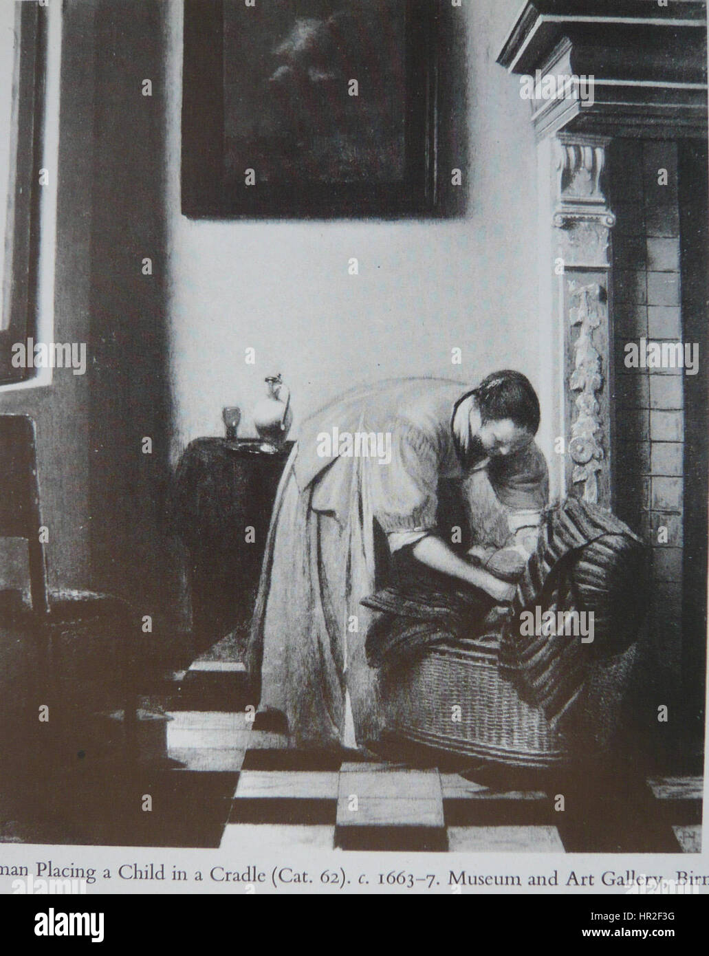 Pieter de Hooch's 'A Woman Placing a Child in a Cradle' depicts a ...