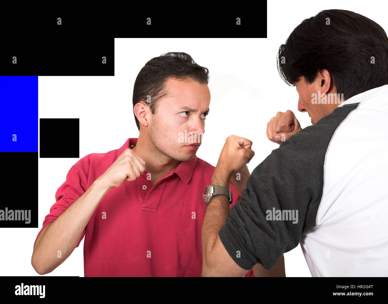 casual guys arguing over white Stock Photo - Alamy